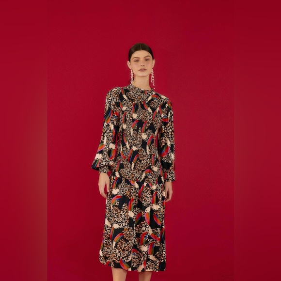 FARM Rio | Dresses | Farm Rio Leopard Toucans Midi Dress | Poshmark